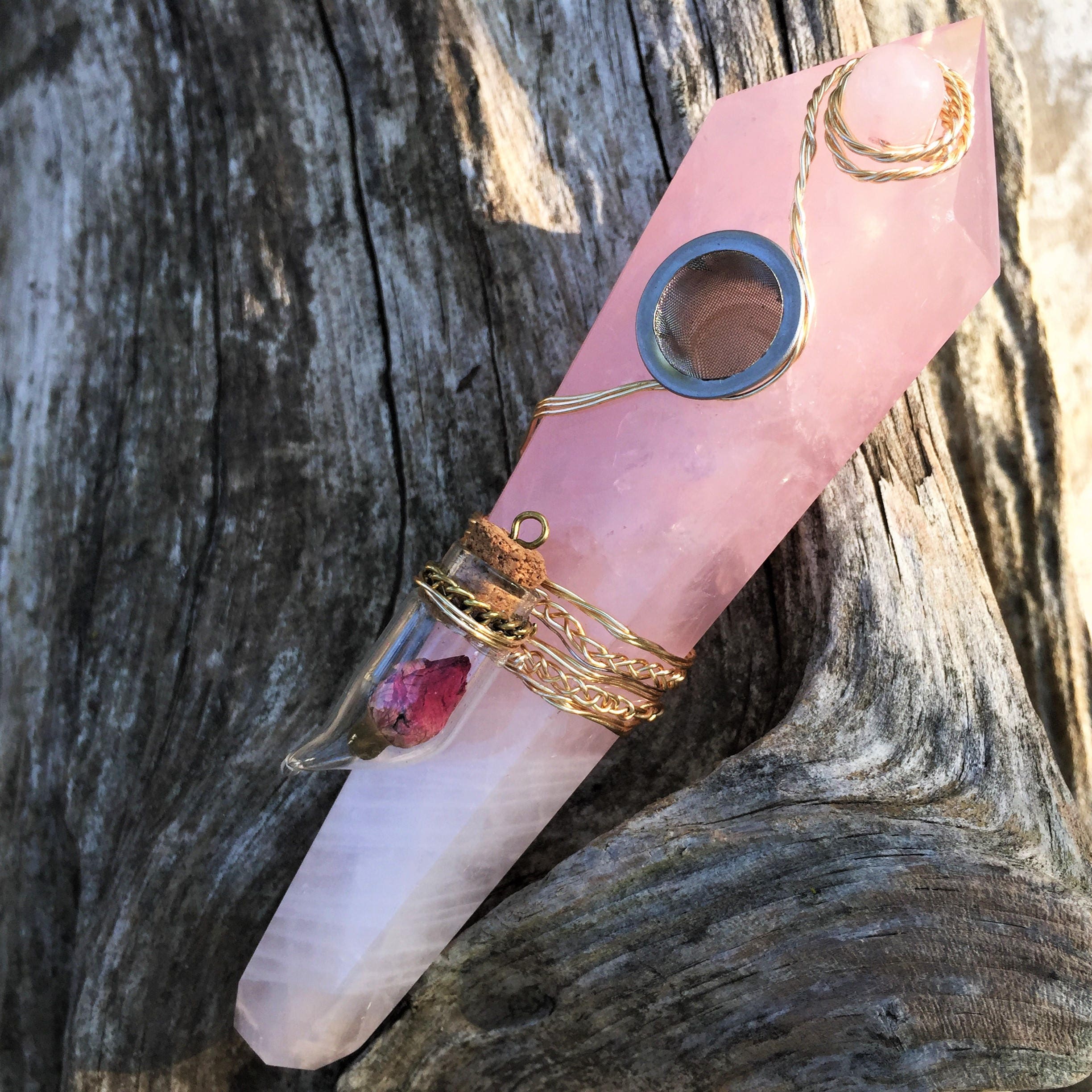 Crystal Pipe Custom Pipe Rose Quartz Pipe Smoking Pipe | Etsy
