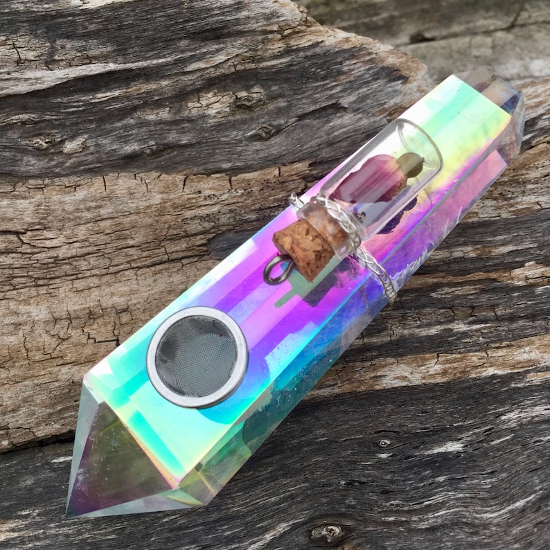 Rainbow Crystal Pipe Angel Aura Crystal Quartz Pipe Rose | Etsy