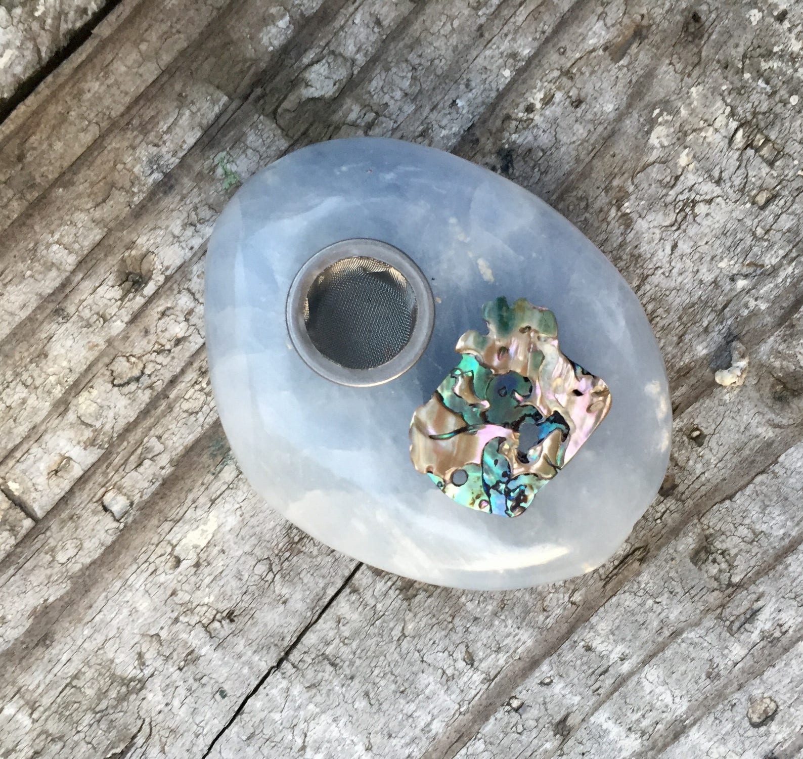 Light Blue Crystal Pipe, Abalone Natural Celestite Quartz Custom ...