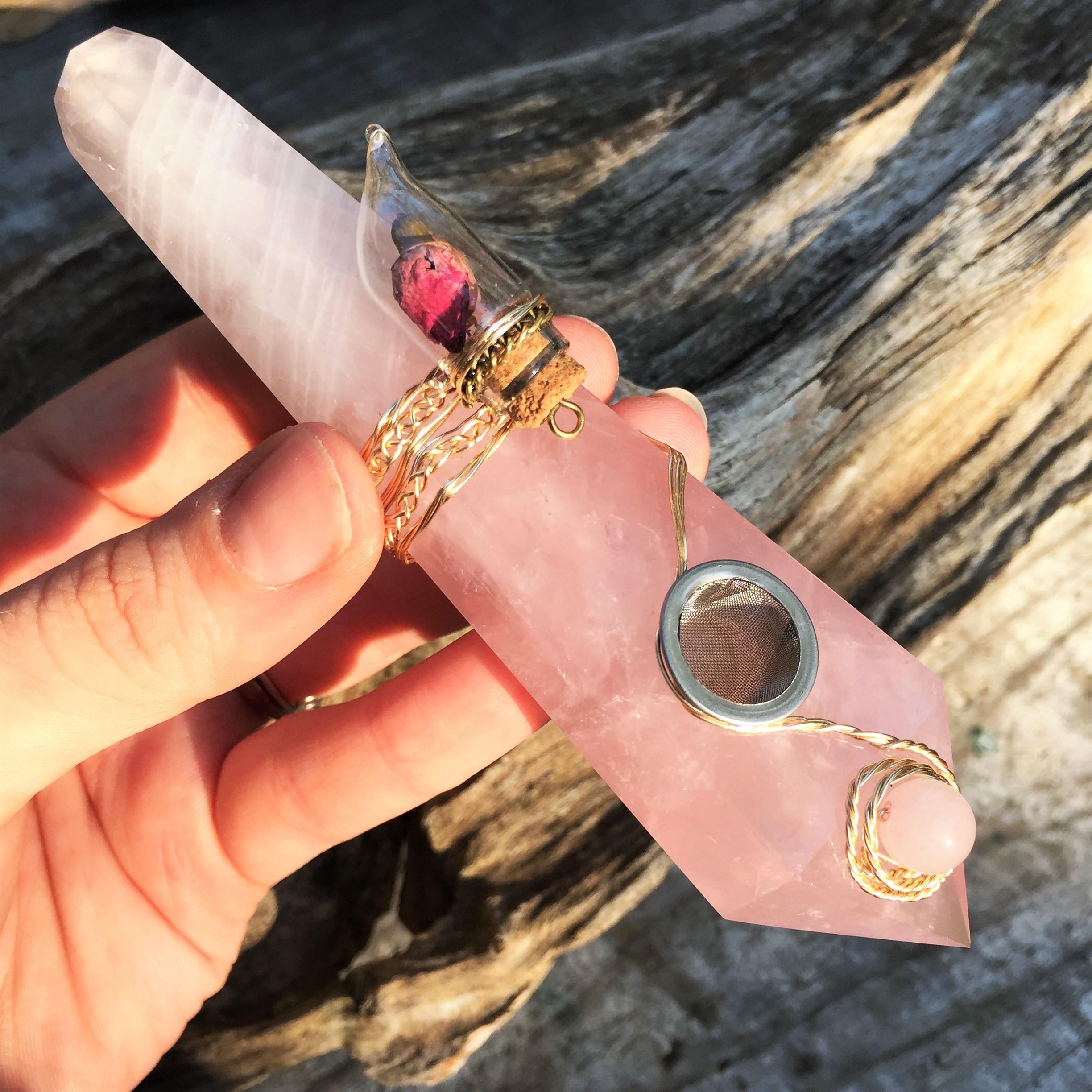 Crystal Pipe Custom Pipe Rose Quartz Pipe Smoking Pipe | Etsy