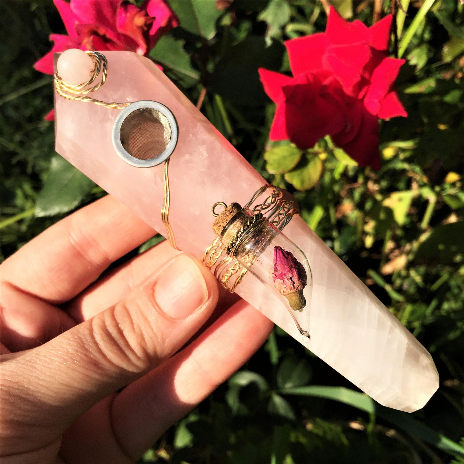Crystal Pipe Custom Pipe Rose Quartz Pipe Smoking Pipe | Etsy
