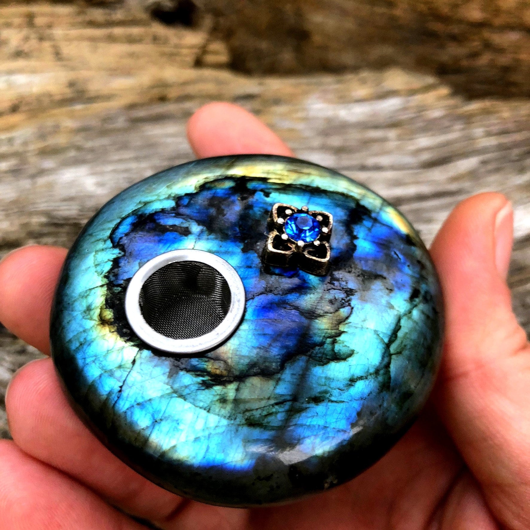 Labradorite Pipe Palm Stone Pocket Pipe Custom Pipe Pretty | Etsy