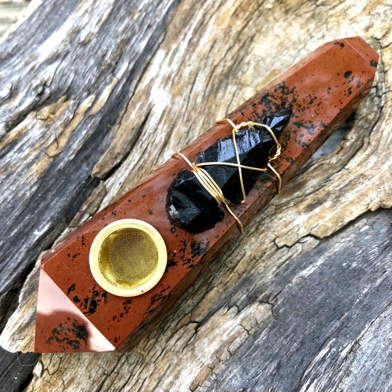 Red Obsidian Stone Pipe Arrowhead Pipe Obsidian Pipe | Etsy