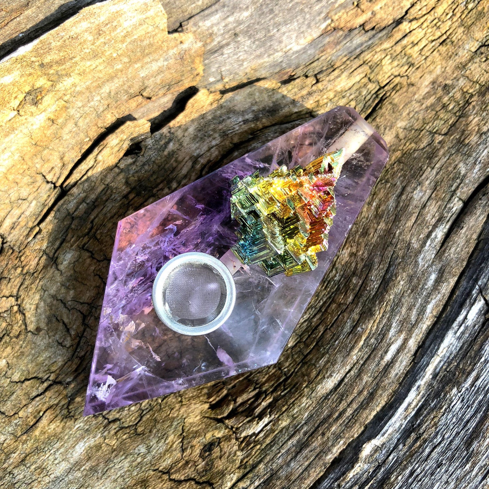 Rainbow Bismuth Pipe Crystal Pipe Amethyst Pipe Rainbow | Etsy