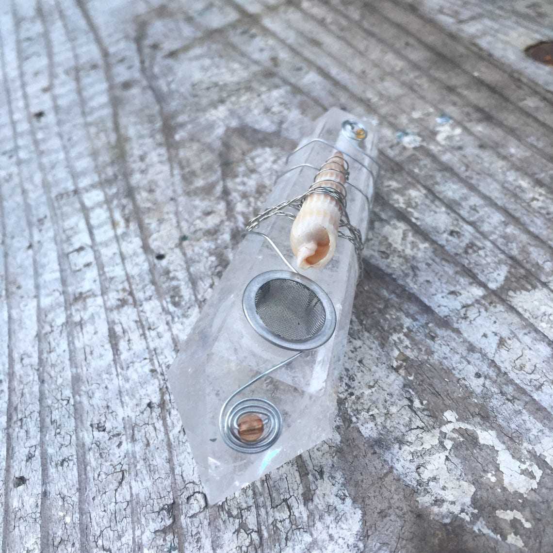 Clear Quartz Crystal Sea Shell Beachy Shell Pipe Girly - Etsy