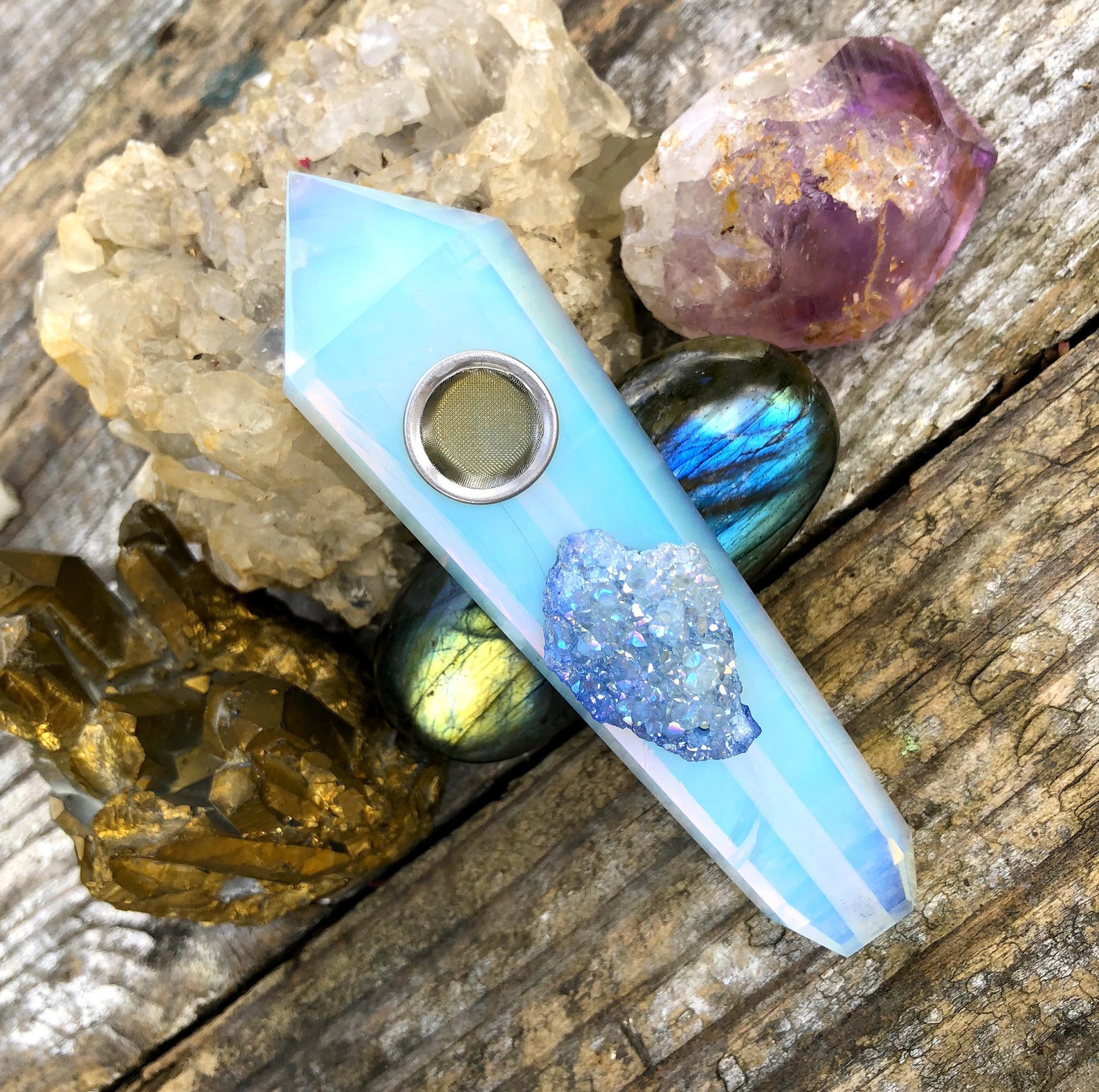 Large Glass Pipe Opal Pipe Agate Pipe Crystal Pipe | Etsy