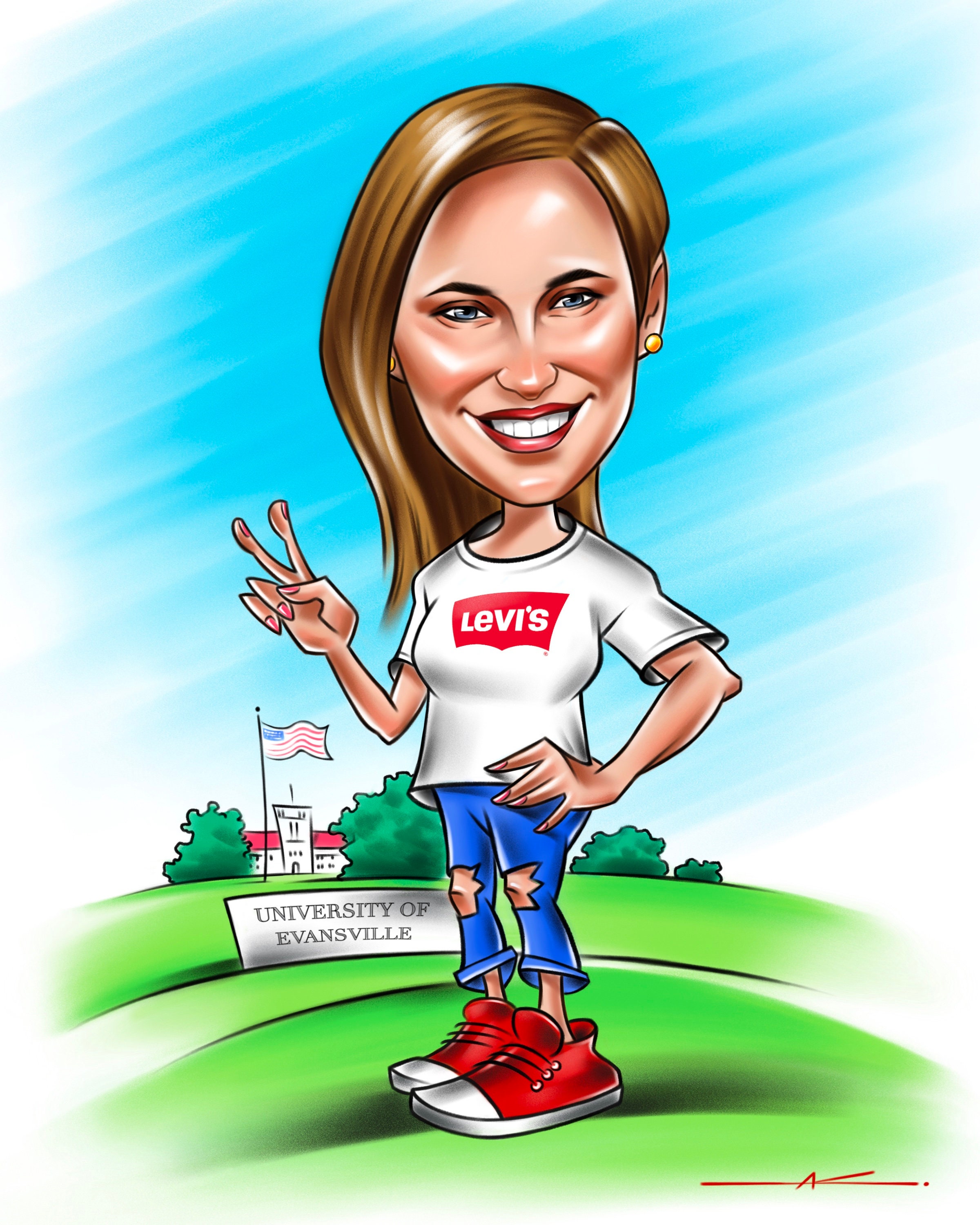 Full Body Digital Caricature for 1 Person. Color Digital Caricature ...