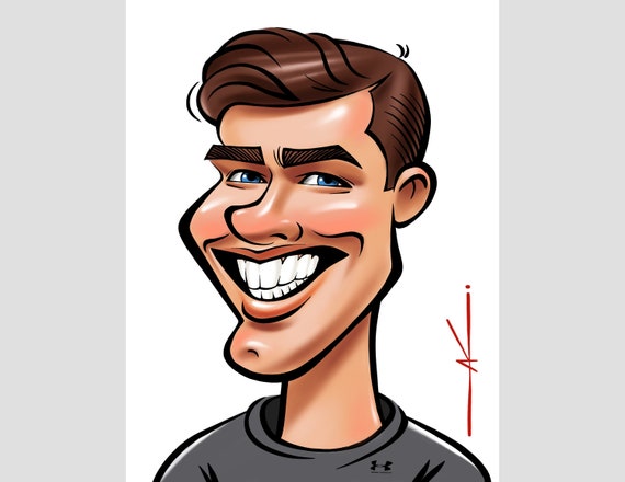 Custom Caricature for 1 Person. Color Digital Caricature From - Etsy