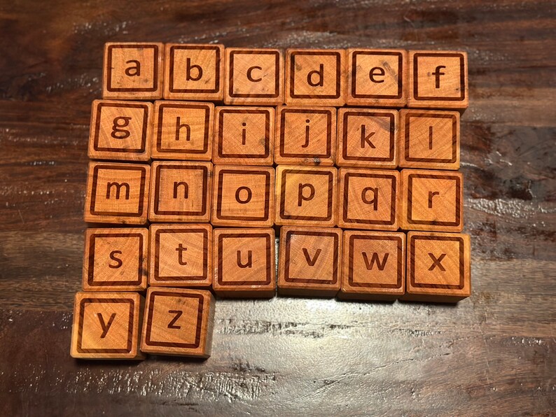 Traditional Hardwood Alphabet Blocks cherry Set of 26 Blocks - Etsy