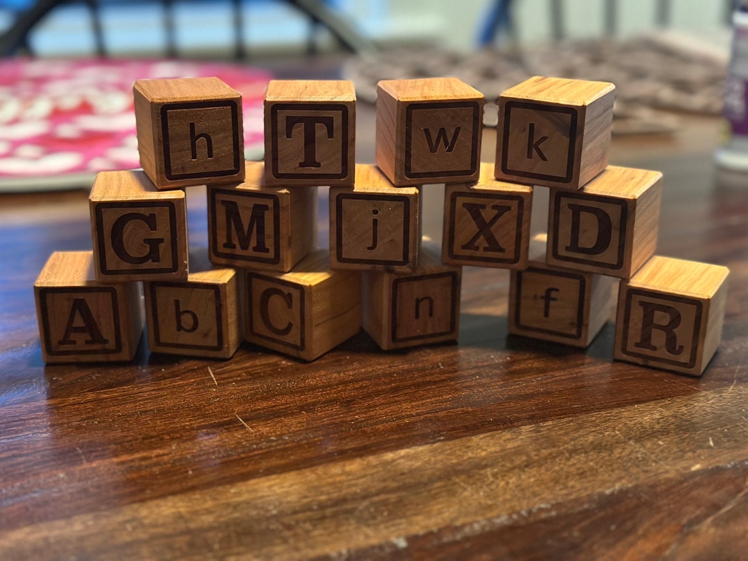 Traditional Hardwood Alphabet Blocks cherry Set of 26 Blocks - Etsy