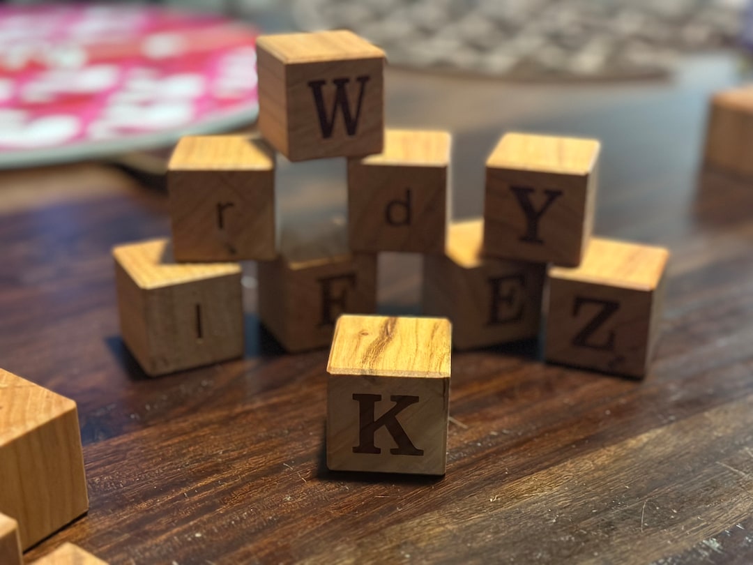 Modern Hardwood Alphabet Blocks cherry Set of 26 Blocks - Etsy
