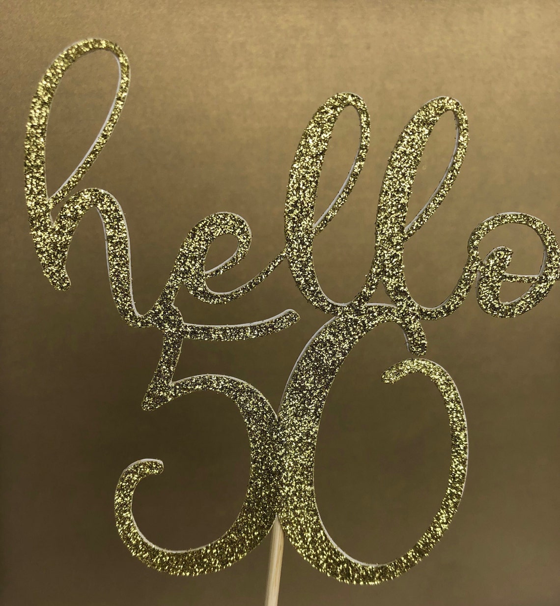 Hello 50 Cake Topper - 50th Birthday Cake Topper - Glitter Cake Topper ...