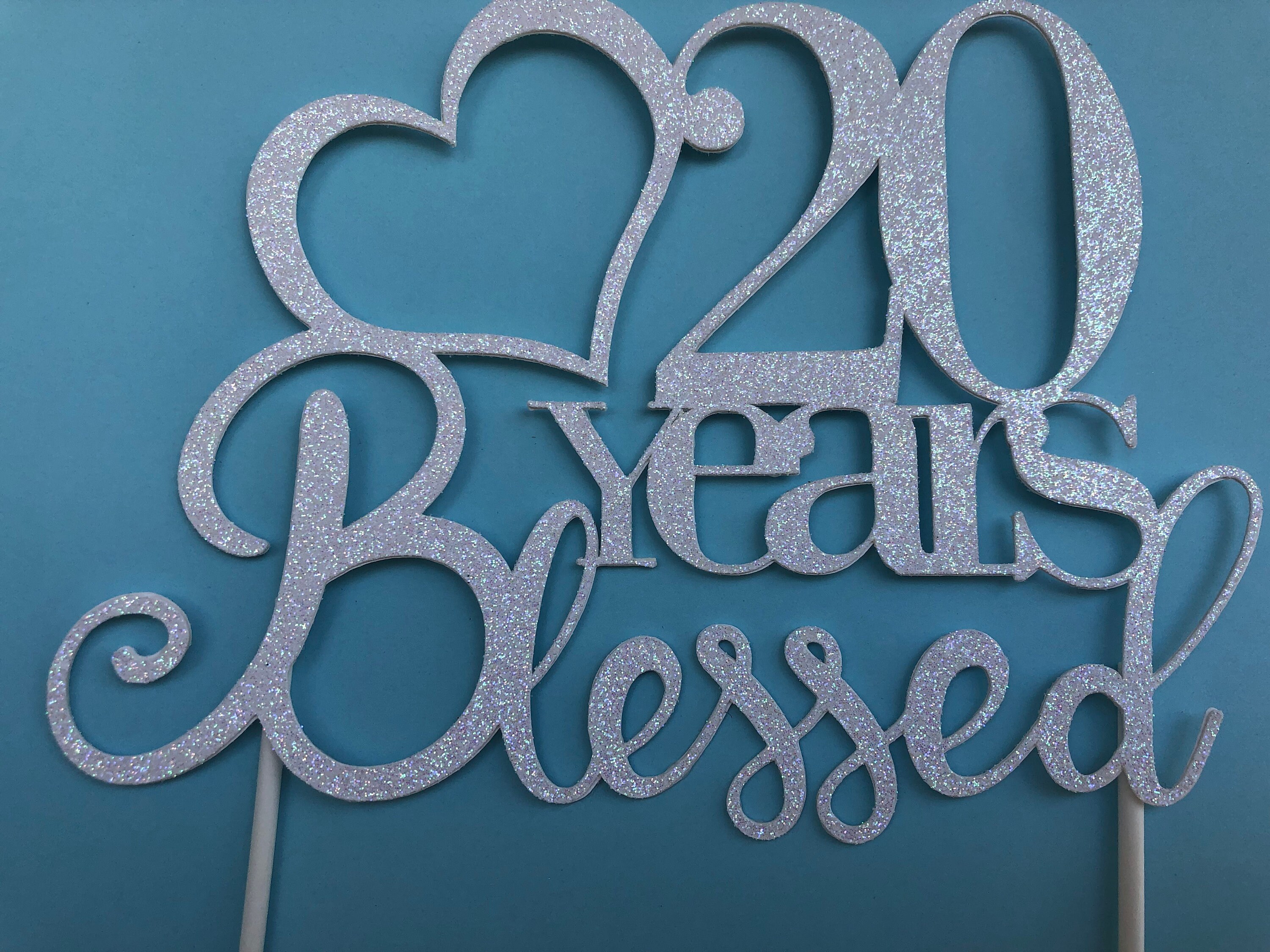 20 Years Blessed Cake Topper, 20 Cake Topper, 20th Anniversary Cake ...