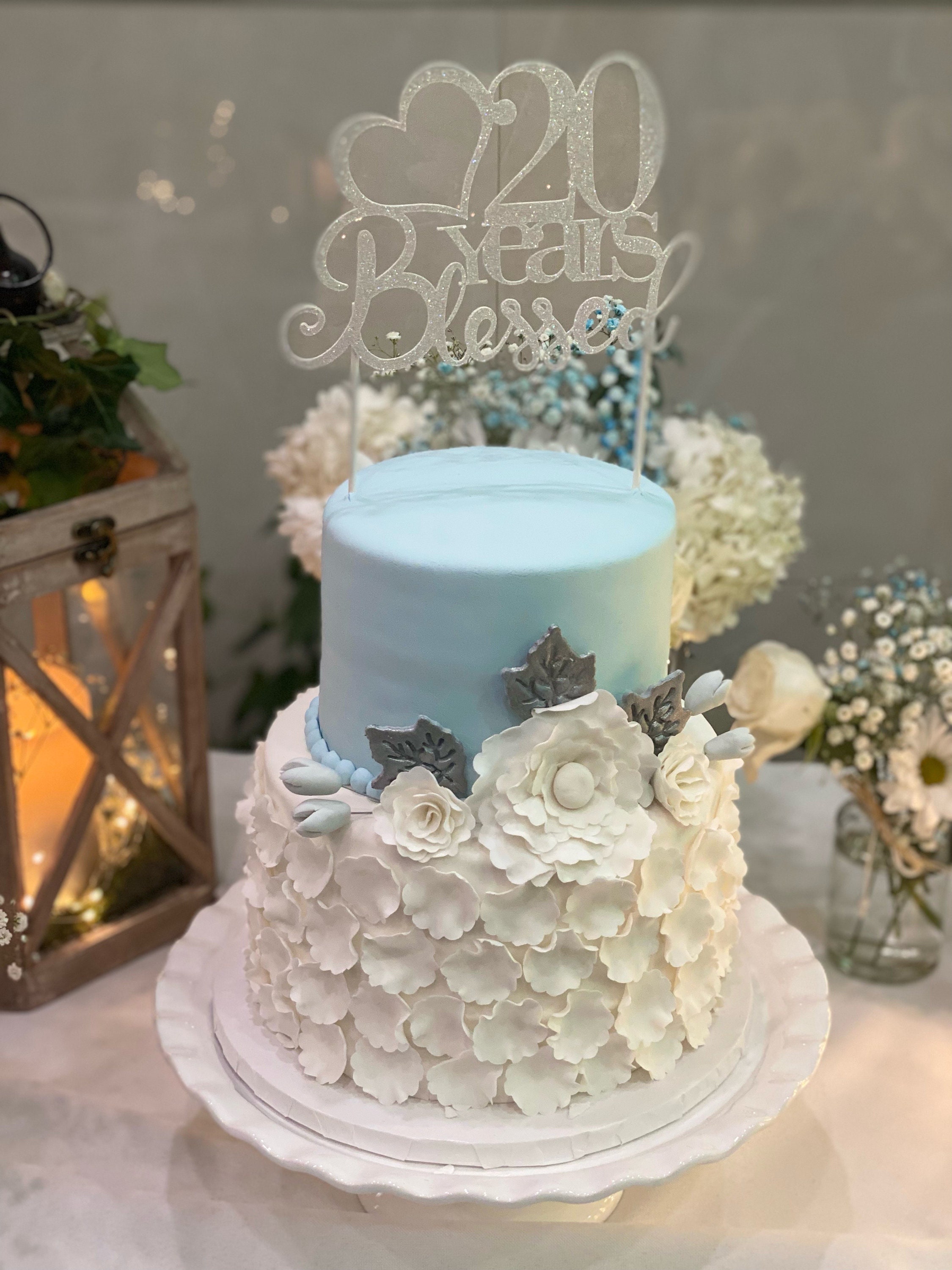 20 Years Blessed Cake Topper, 20 Cake Topper, 20th Anniversary Cake ...
