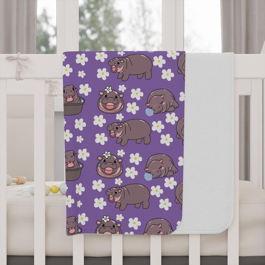 Toddler Blanket, Moo Deng and Hippo Print, Pygmy Hippopotamus Design ...