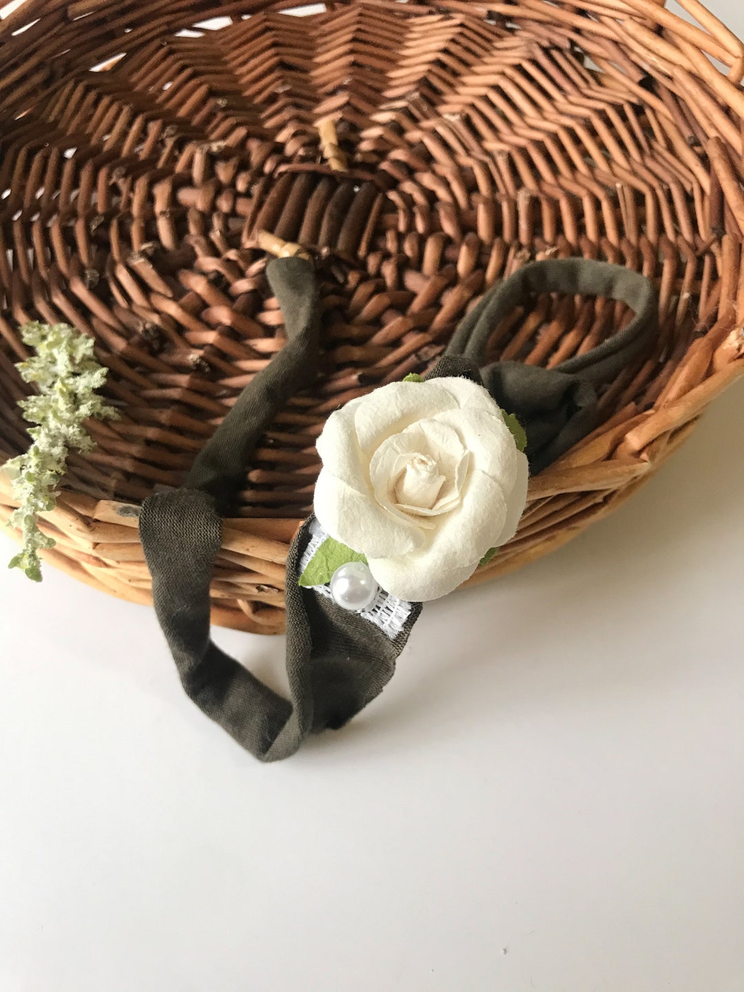 Verde punto punto antípate de nuevo diadema bebé niña flor blanca ...