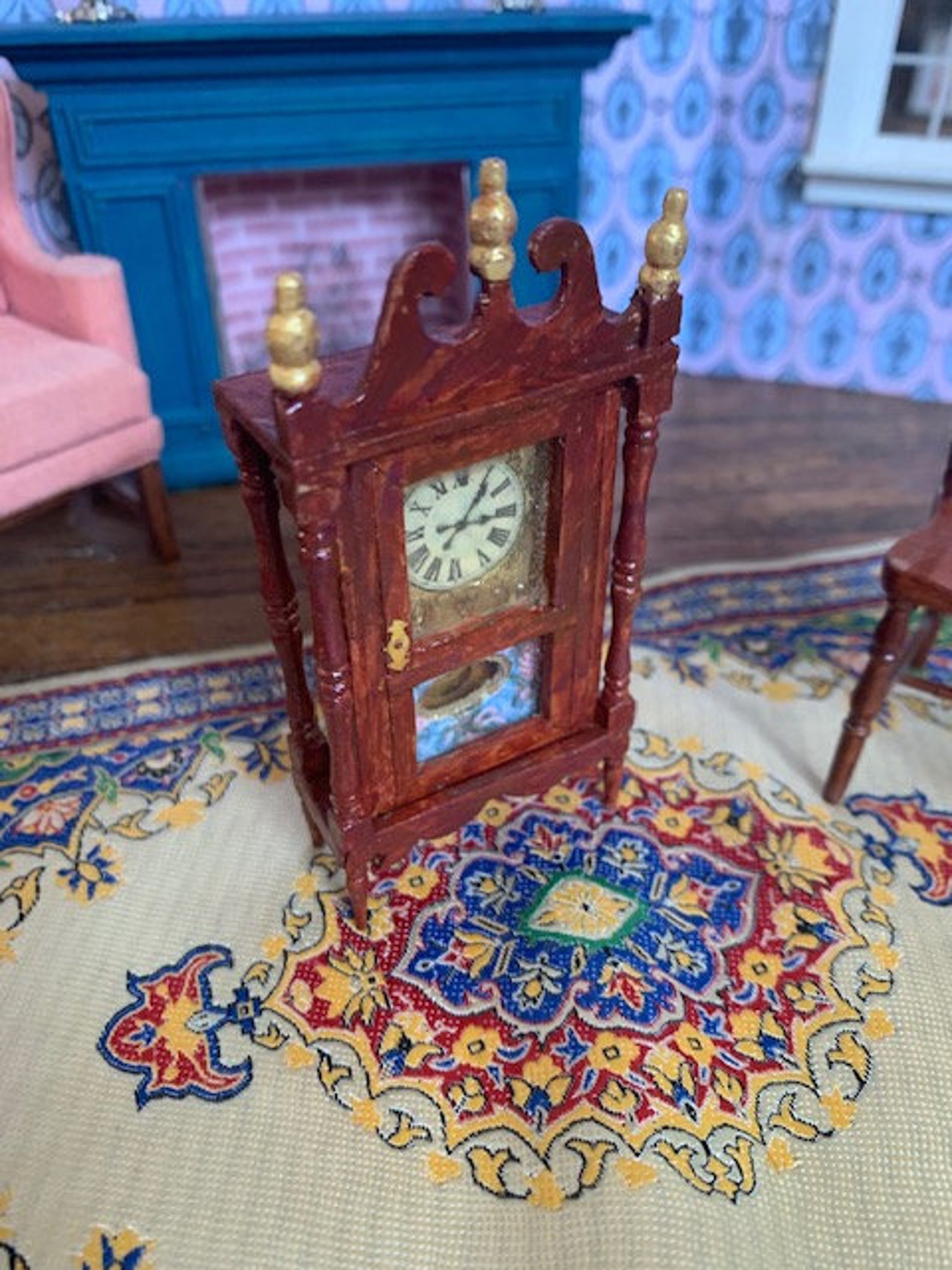 Miniature Federal Mantel Clock: Handcrafted Mahogany Dollhouse ...