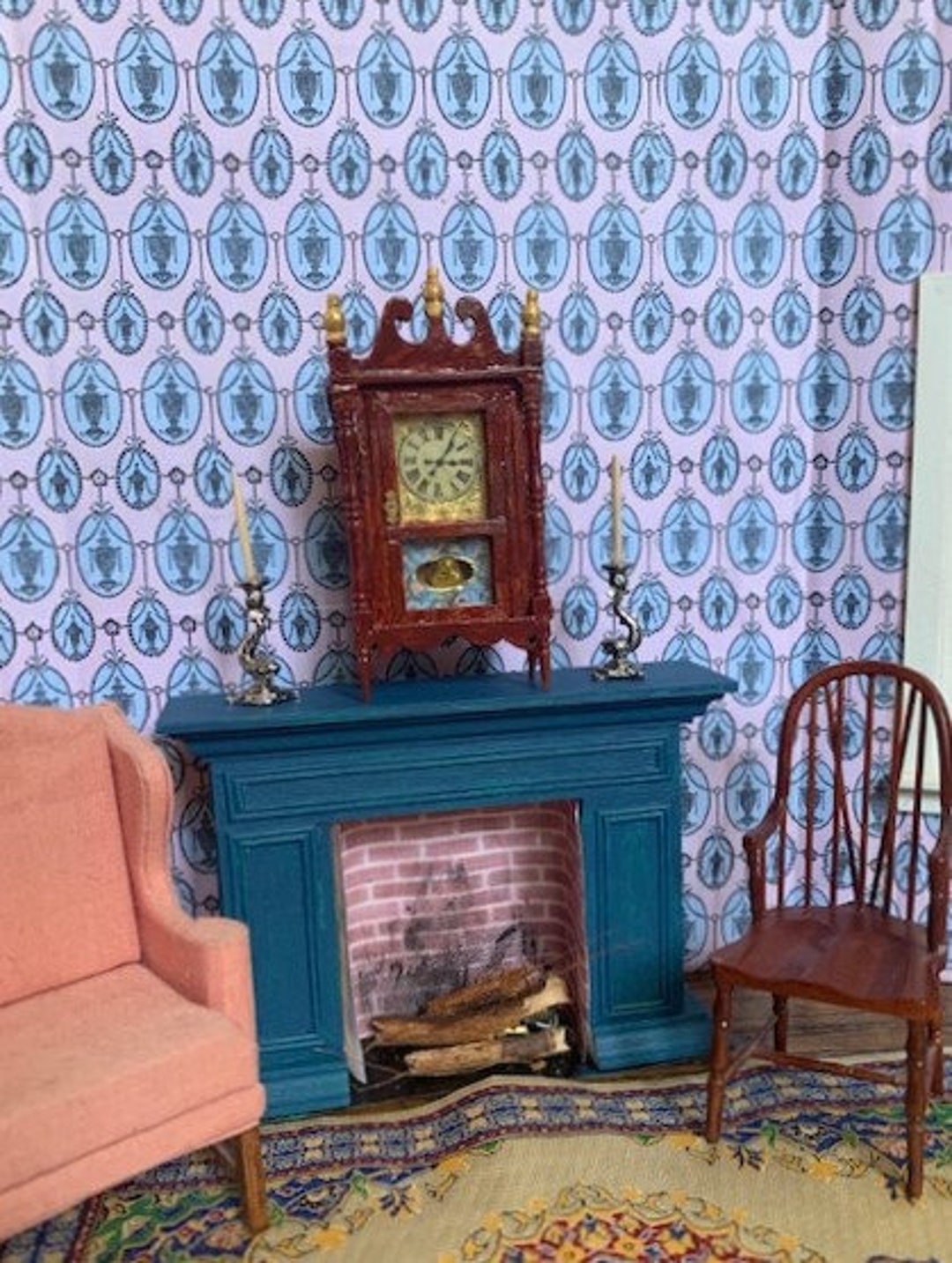 Miniature Federal Mantel Clock: Handcrafted Mahogany Dollhouse ...