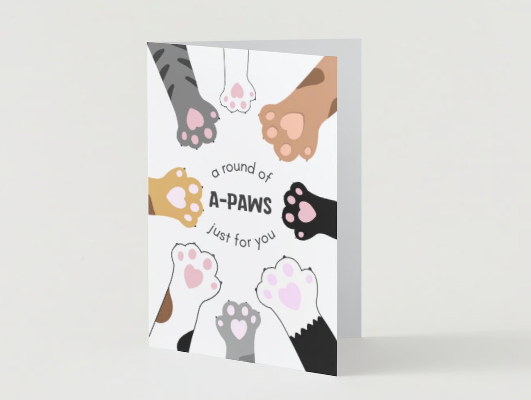 Round of A-paws Congratulations Card: 5x7 Congrats Greeting - Etsy