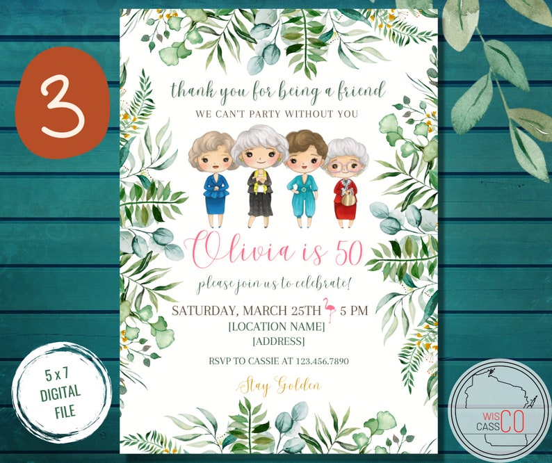 Golden Girls Birthday Invite Golden Girls Bridal Shower Invite Golden ...