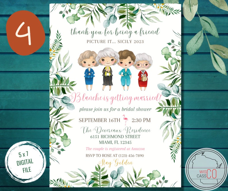 Golden Girls Birthday Invite Golden Girls Bridal Shower Invite Golden ...