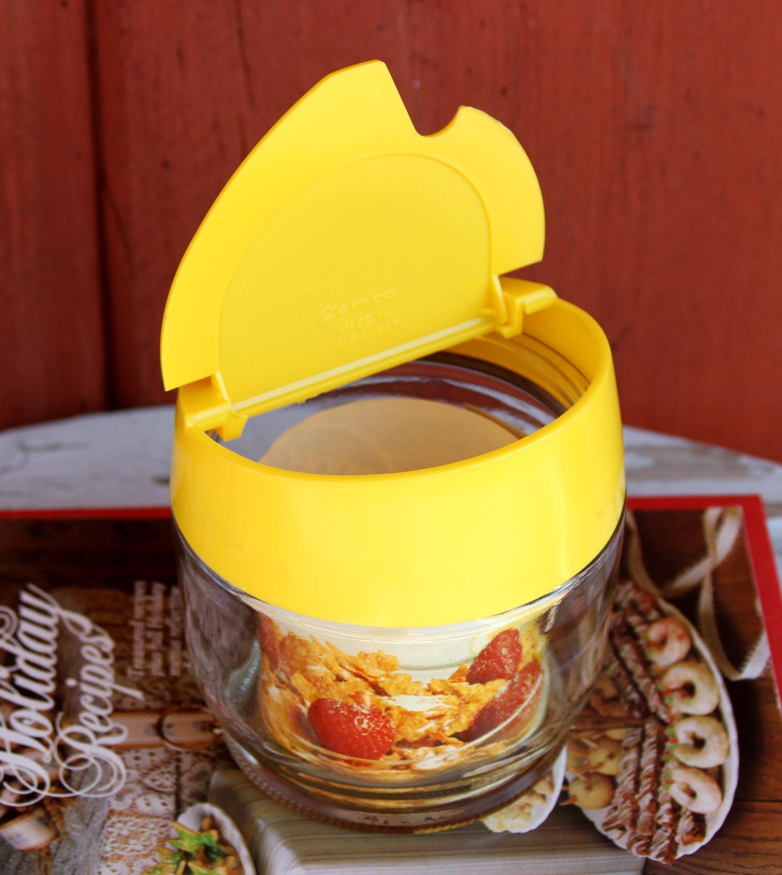 Vintage GEMCO Sugar Bowl With Flip Top Yellow Lid /original Paper Label ...