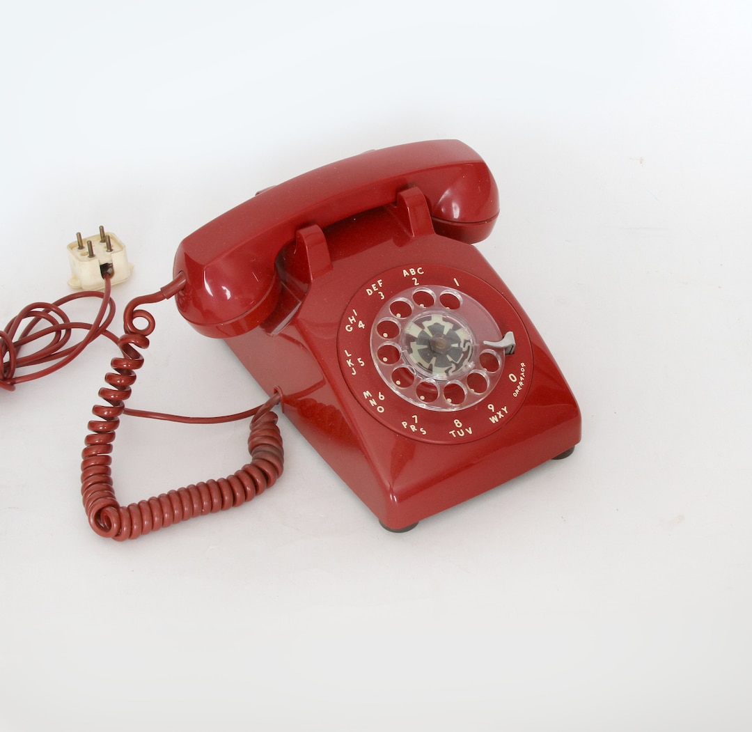 Vintage Western Electric Red Rotary Dial Desk Telephone - Etsy