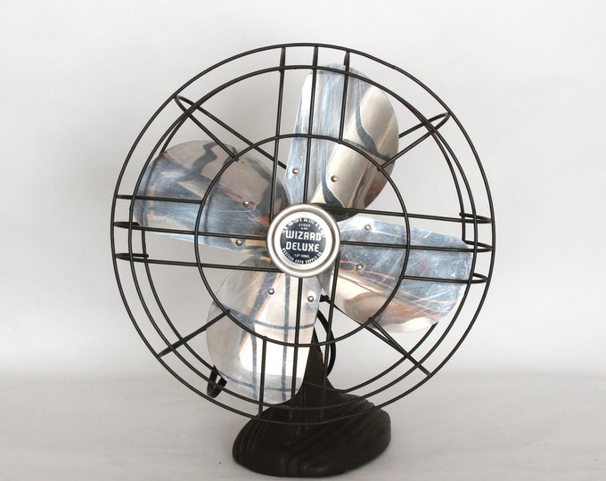 Vintage Wizard Deluxe 12" Oscillating Fan 2 Speed Works Great! - Etsy