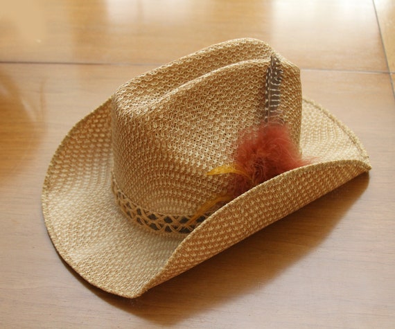 Vintage Woven Straw Cowboy Hat From Silver Dollar City - Gem