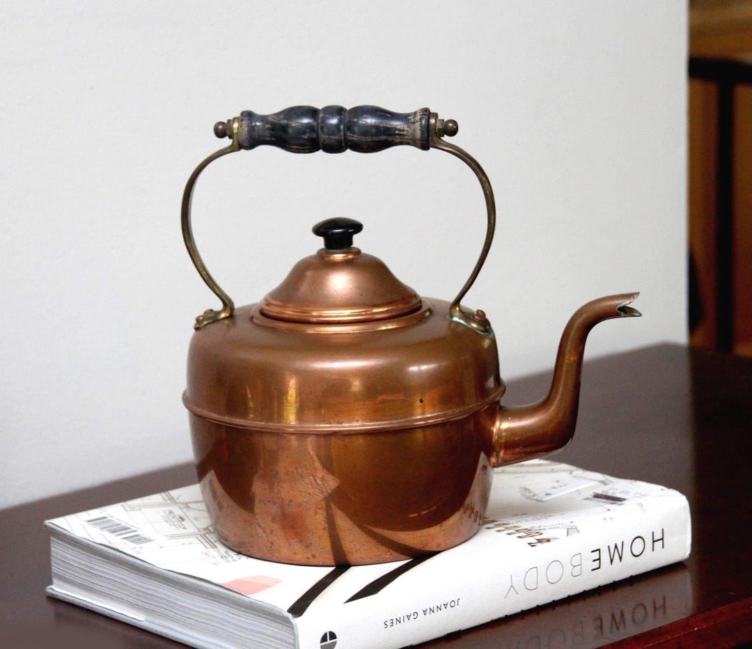Vintage Simplex English Copper Tea Kettle Wood Handle - Etsy