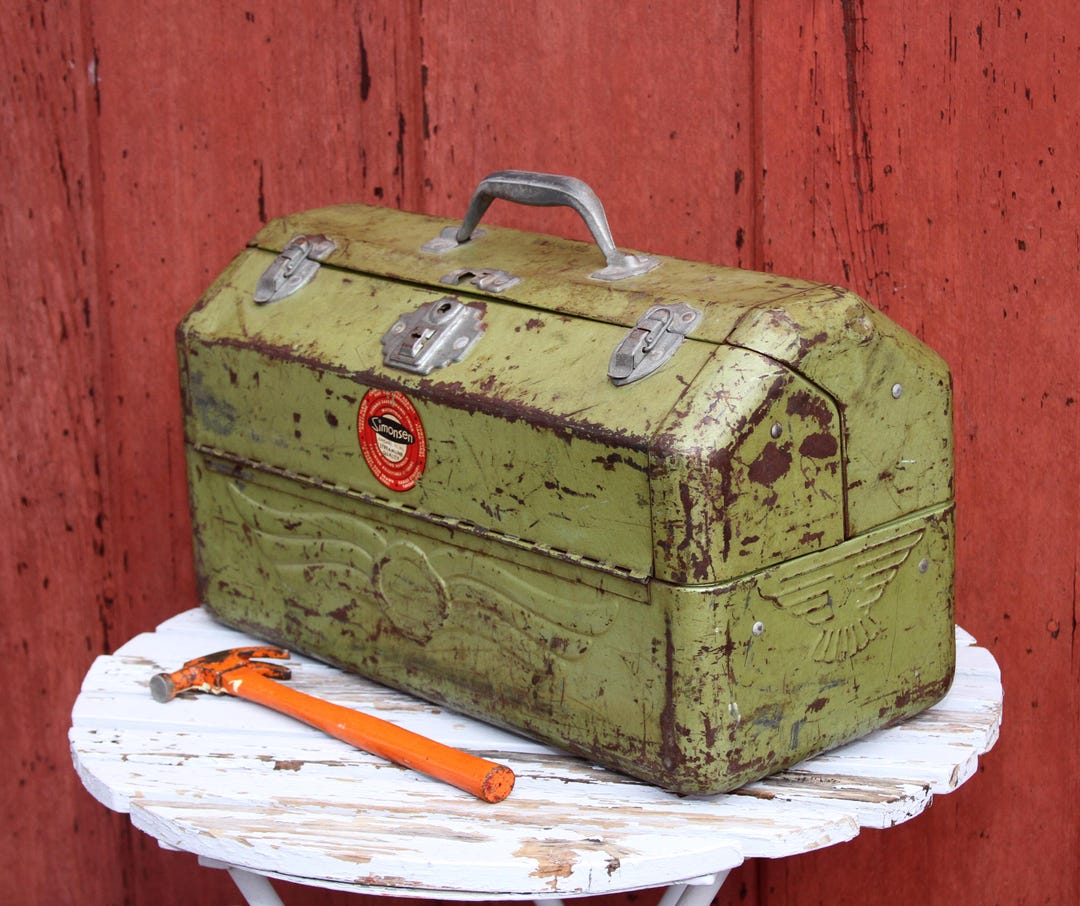 Vintage Simonsen Industrial Metal Tool Box/chest Articulated Art Deco ...