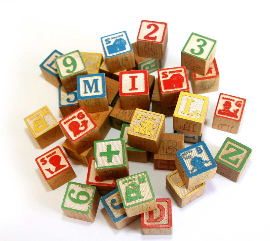 Vintage Wooden Sesame Street Alphabet Blocks Set of 36 - Etsy