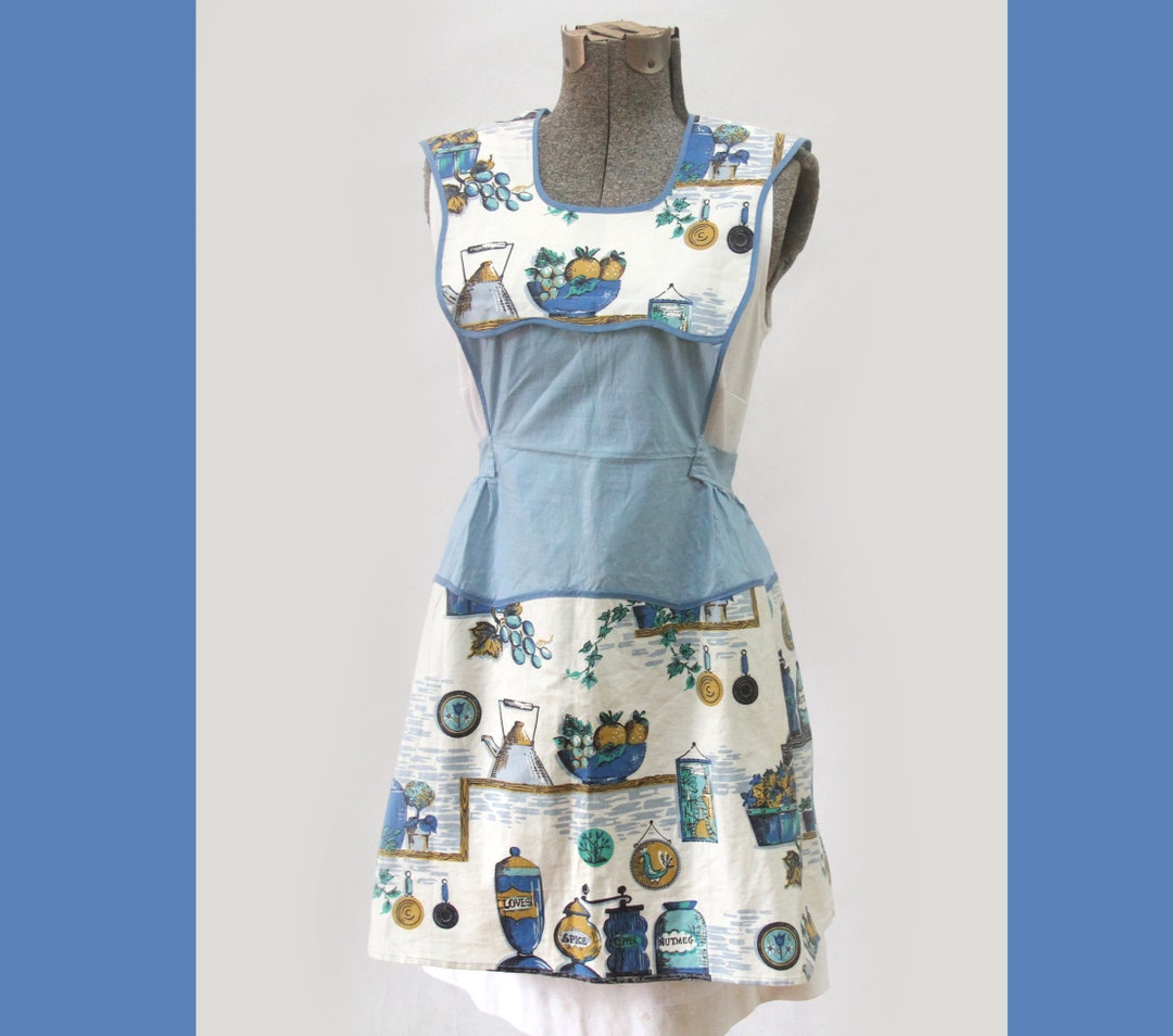 Vintage Bib Apron With Vintage Kitchen Graphics *RESERVED FOR BARB* - Etsy
