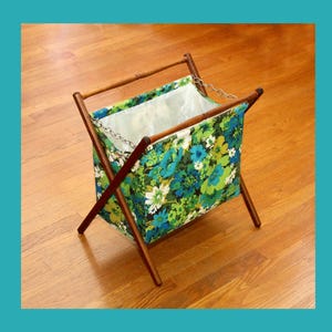 Vintage Knitting/sewing Folding Caddy Retro Fabric Bag - Etsy