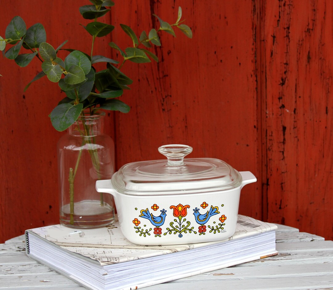 Vintage Corning Ware Casserole Dish With Lid Country Festival Birds and ...