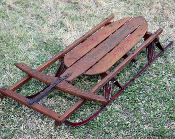 Rare Antique Lightning Guider Wooden Snow Sled #122 - Etsy