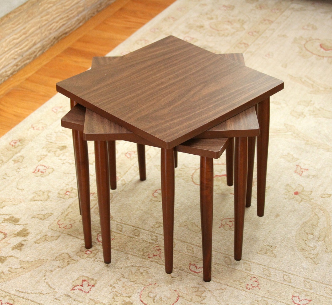 Set of 3 Square MCM Stacking Accent Tables With Tapered Legs - Etsy
