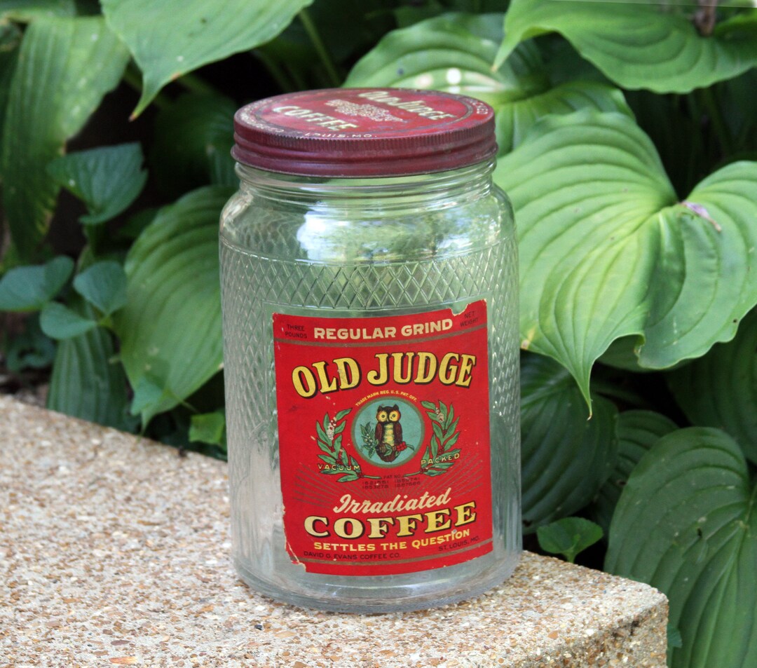 Rare 1950's OLD JUDGE Coffee Jar With Original Paper Label Metal ...