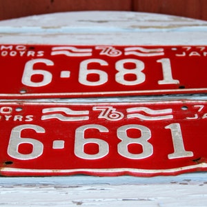 Vintage Missouri License Plates Red Metal Jan. 1976-77 Bicentennial 200 ...
