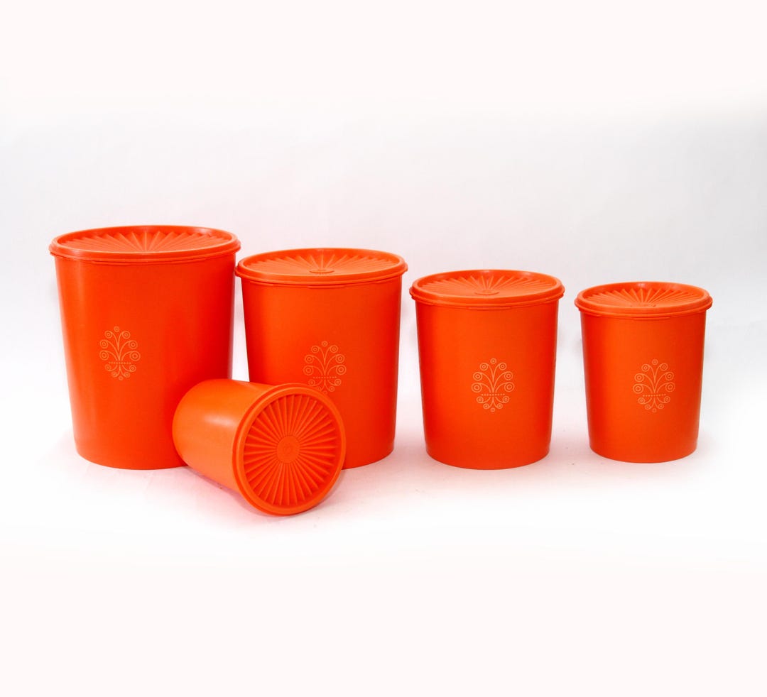 Vintage Orange Tupperware Canister Set of 5 With Servalier Lids - Etsy