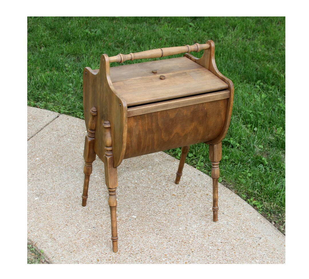 Vintage Wooden Sewing Storage Stand Priscilla Round Bottom - Etsy