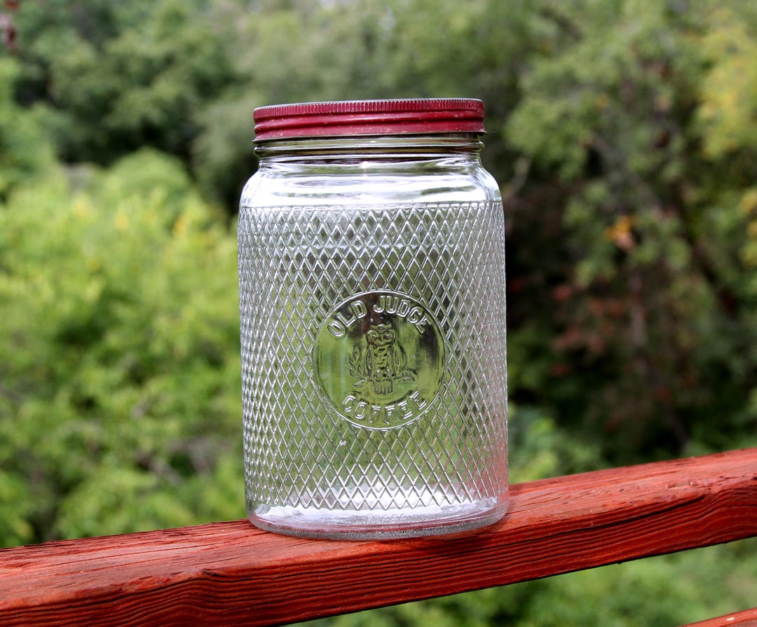 Large 1950's OLD JUDGE Coffee Jar With Original Metal Advertising Lid ...