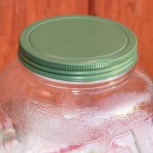Vintage Hoosier Glass Storage Jar Pantry Canister W Green Metal Lid ...