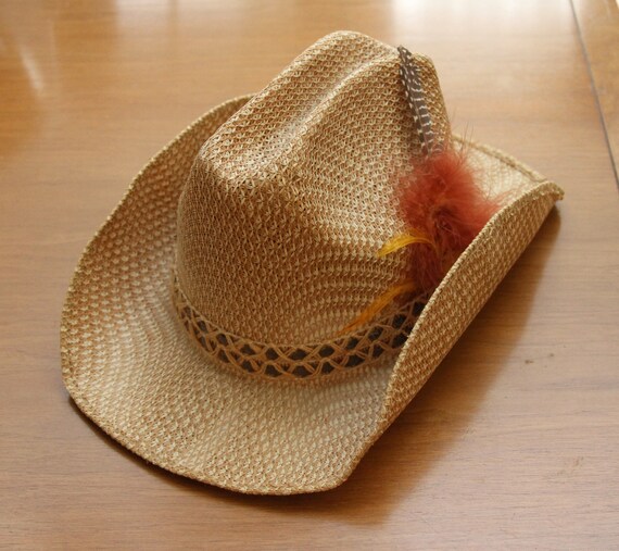 Vintage Woven Straw Cowboy Hat From Silver Dollar City - Gem