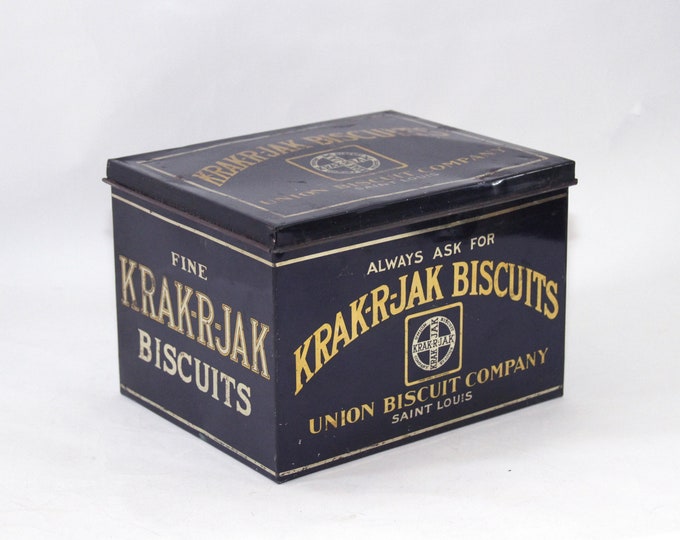Antique 1920's KRAK-R-JAK Biscuit Tin by Union Biscuit Co. St. Louis ...