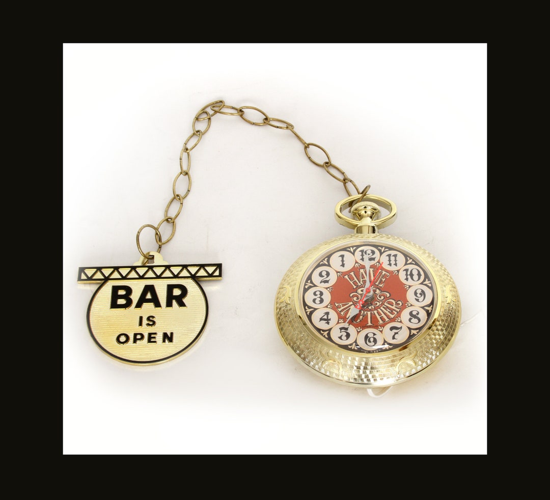 Vintage Spartus Bar is Open/closed Backwards Running Wall Clock Works ...