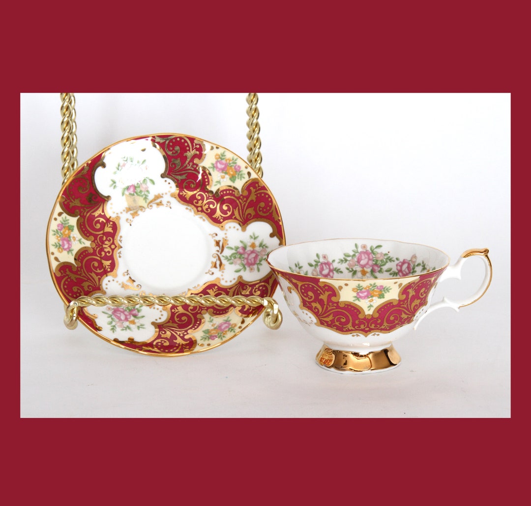 Staffordshire English Tea Cup and Saucer Set Balmoral Pink and Gold - Etsy