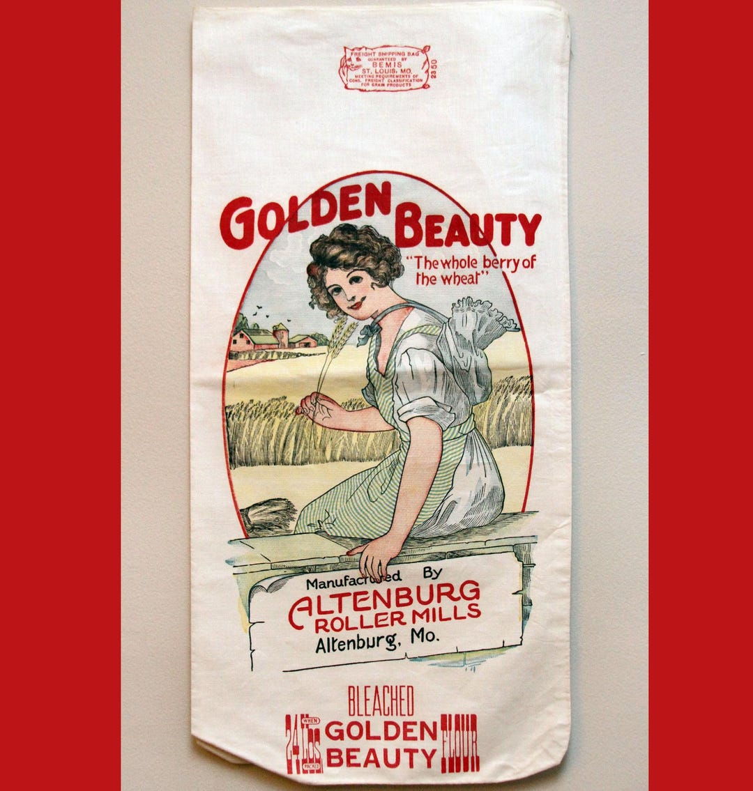 Rare 1930's Golden Beauty Cotton Flour Mill Sack New Old Stock ...