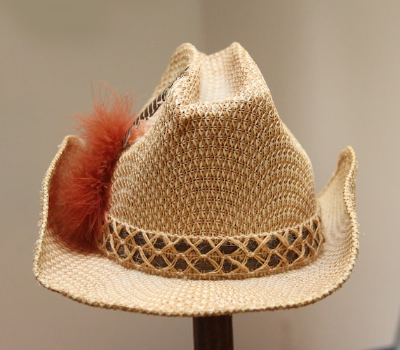 Vintage Woven Straw Cowboy Hat From Silver Dollar City - Gem