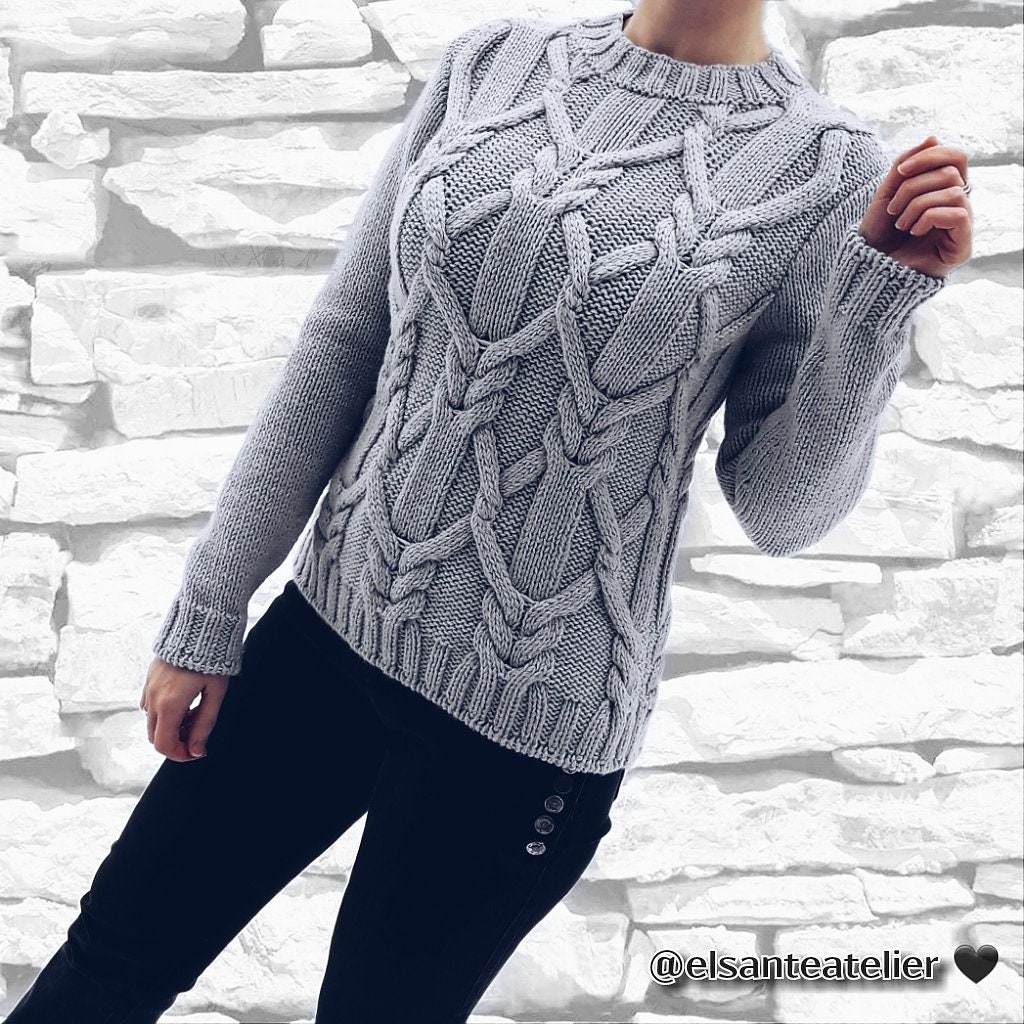 Cozy Warm Merino Wool Sweater Cable Knit Handmade Sweater - Etsy